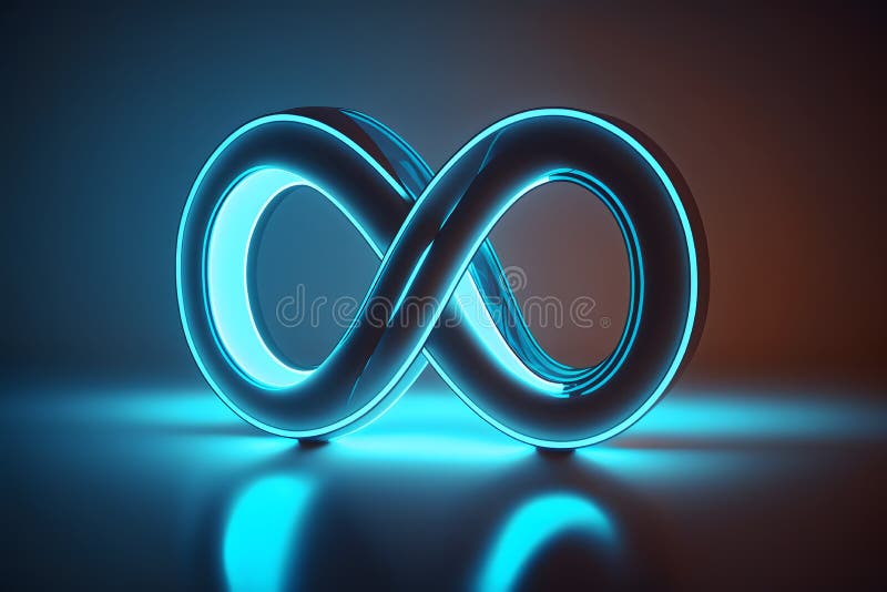 Neon Infinity Symbol on a Blue Background Created with Generative AI ...