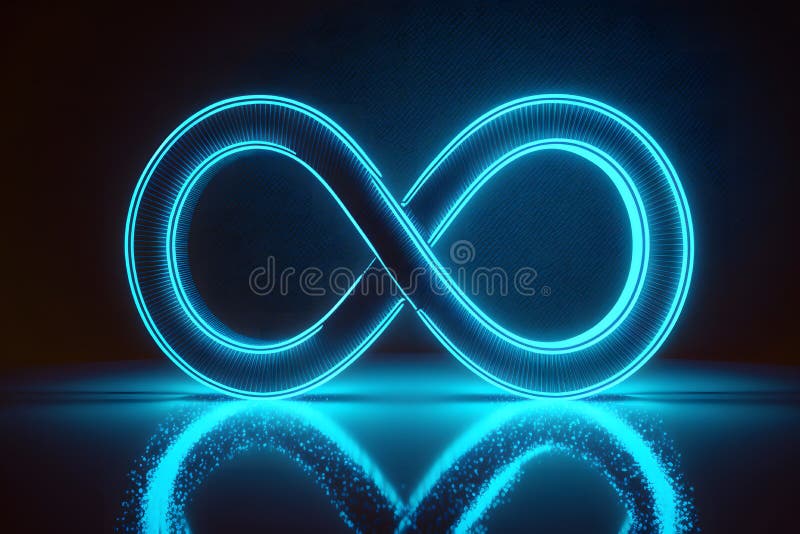 Neon Infinity Symbol on a Blue Background Created with Generative AI ...