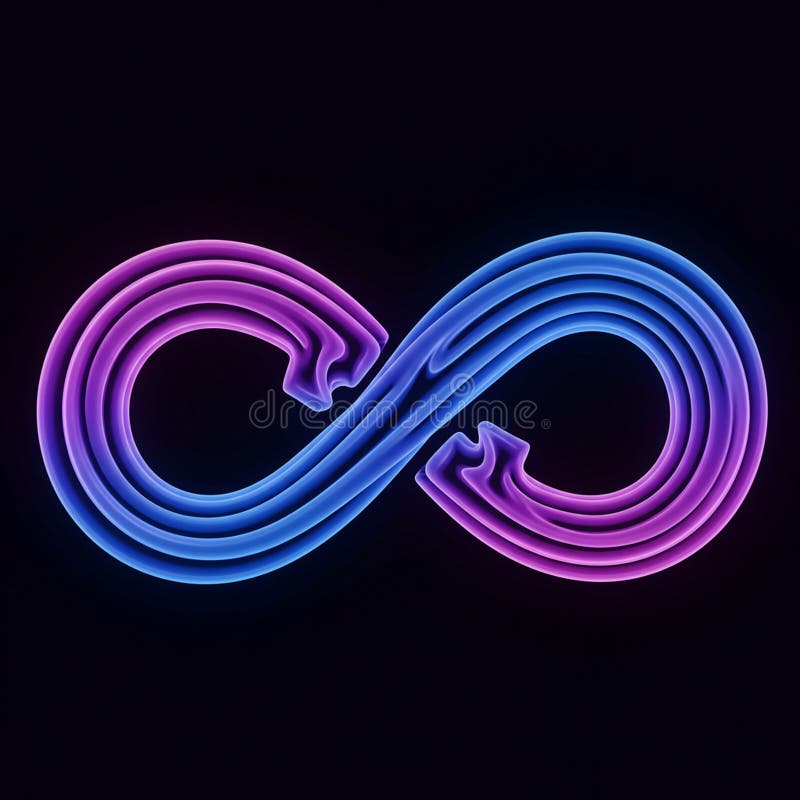 Neon Infinity Symbol Featuring a Glowing Gradient of Purple and Blue ...