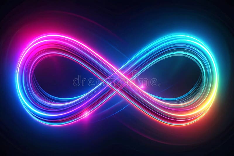 Neon Infinity Symbol Glowing Abstract Background Stock Illustration ...