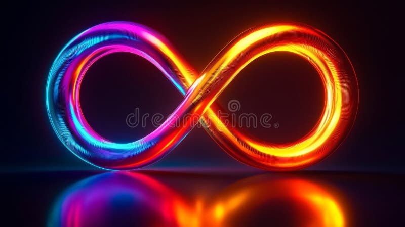 Neon Infinity Symbol Glowing with Vibrant Colors on Black Background ...