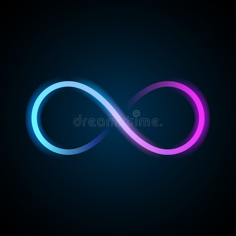 Neon Infinity Symbol on Black Background Stock Vector - Illustration of ...