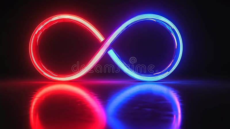 Neon Infinity Sign with Place for Text in the Middle Seamless Loop ...