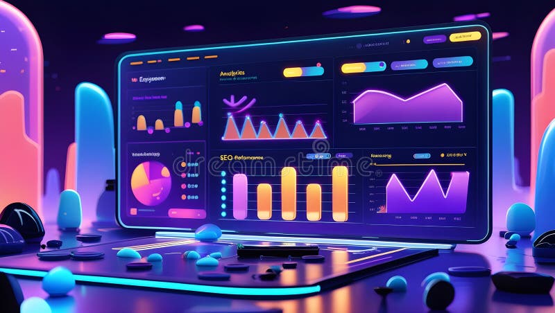 Neon Infused Data Analytics Dashboard Displaying Key Performance ...
