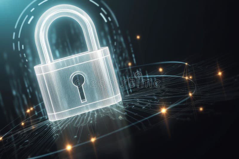 Neon Infused Security Lock Illustration. Stock Illustration ...