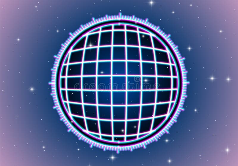 Neon Interface Background with Round Sensor Display and Ruler. Abstract ...