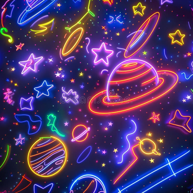 Neon Interpretations of Astrological Planetary Patterns with Stars ...