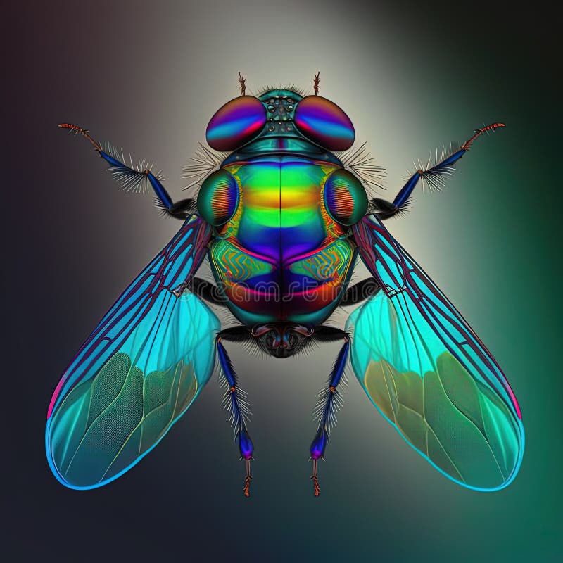 Neon Iridescent Psychedelic Fly Insect. Generative AI. Not Based on Any ...