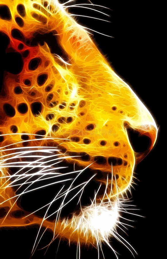 Neon Isolated Close Up Leopard Face Side View Vb Stock Illustrations ...