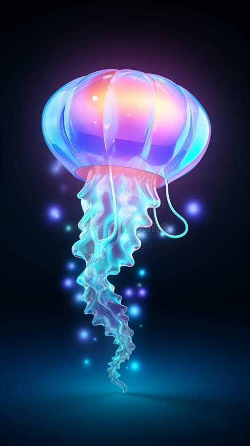 Neon Jellyfish. Illustration of an Underwater Jellyfish Stock ...
