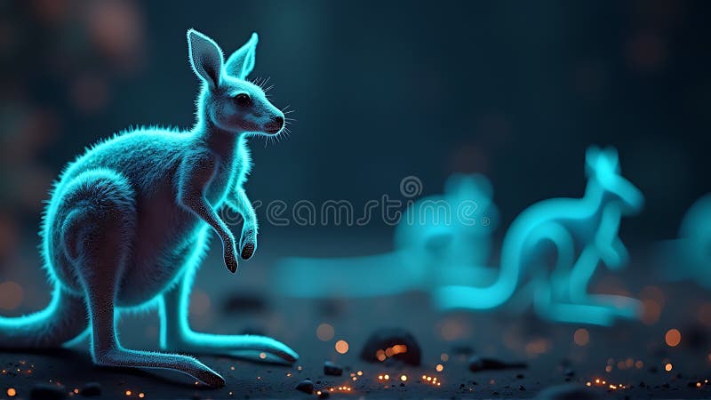 Neon Kangaroo. stock illustration. Illustration of blur - 332653026