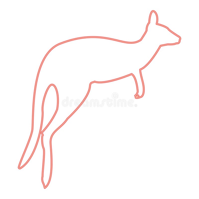 Neon Kangaroo Red Color Vector Illustration Flat Style Image Stock ...