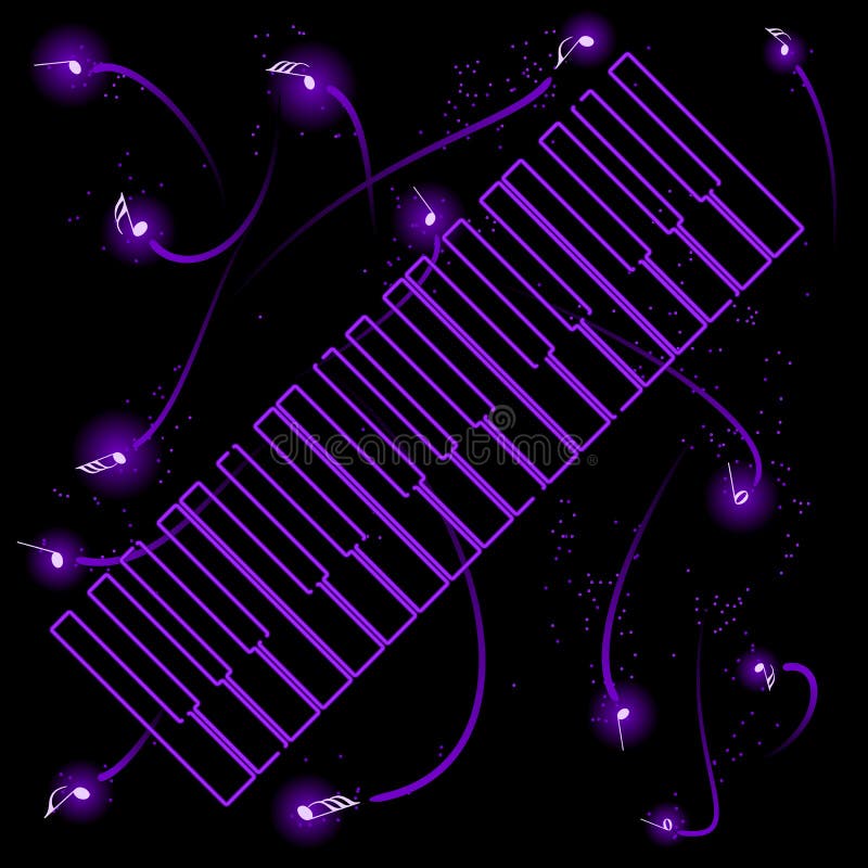 Neon keyboard stock vector. Illustration of purple, notes - 16311157