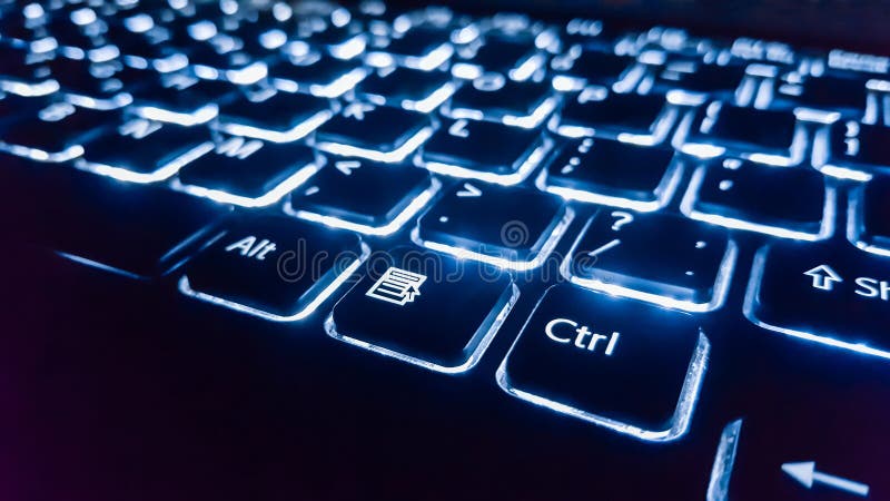 Neon Keyboard with Enter Button. Focus on the Stock Photo - Image of ...