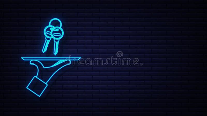 Neon Keys Handing Over Hand. Motion Graphic Stock Footage - Video of ...