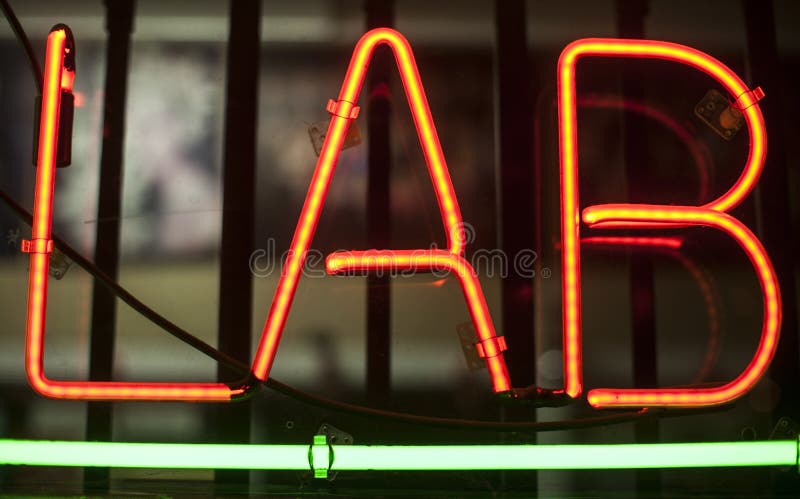 Neon lab sign stock photo. Image of night, photographic - 29389710