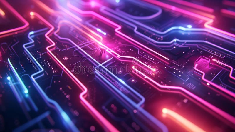 A Neon Labyrinth of Intertwining Lines and Shapes, Evoking a Sense of ...