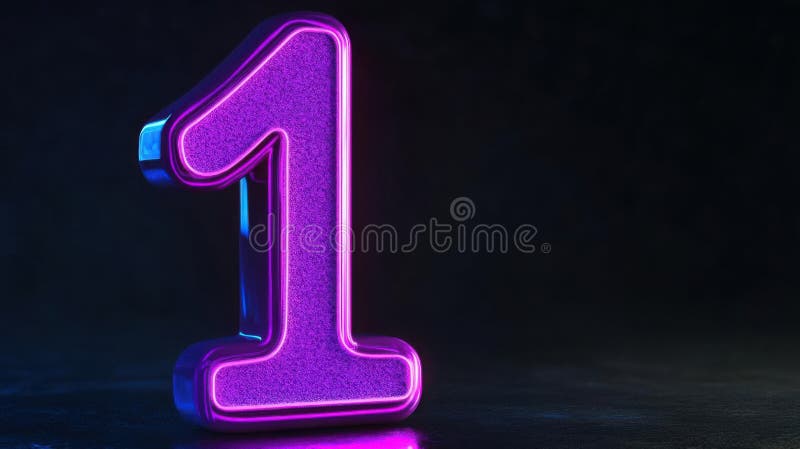 Neon Lamp in the Dark. Number 1 Stock Illustration - Illustration of ...