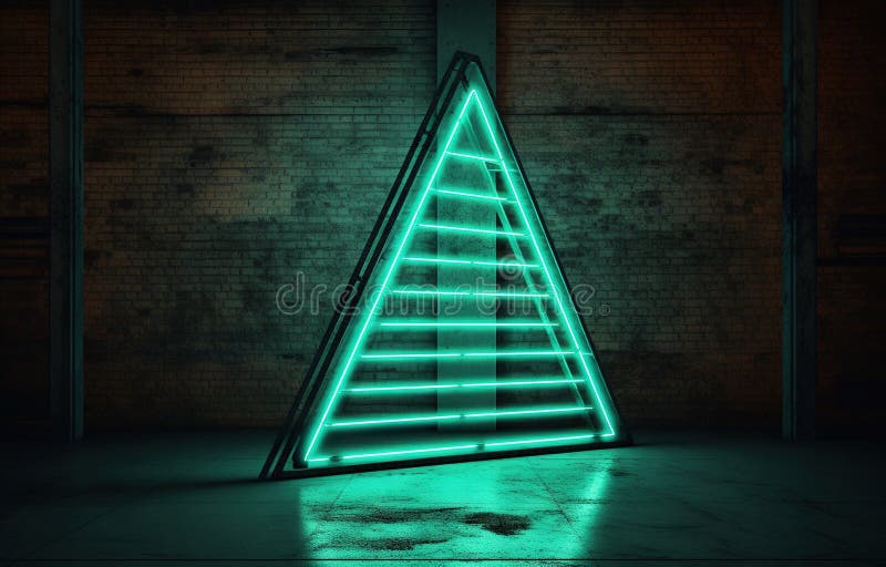 Neon Lamp with Triangle Shape in the Club or on the Street. Stock Image ...
