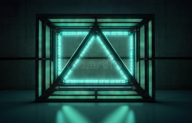 Neon Lamp with Triangle Shape in the Club or on the Street. Stock Image ...