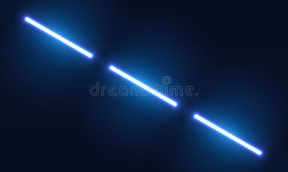 Blue Neon Lamps Vector, Backlight Bottom Wall with Fluorescent Lamps ...