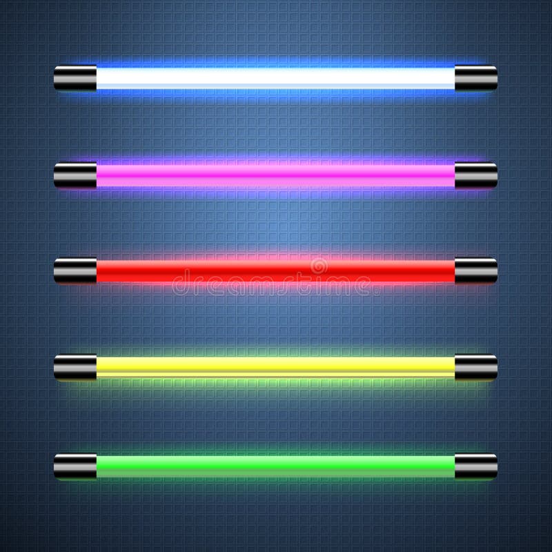 Neon Fluorescent Light Tubes Stock Vector - Illustration of fluorescent ...