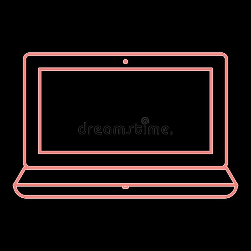 Neon Laptop the Red Color Vector Illustration Flat Style Image Stock ...