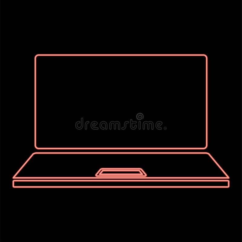Neon Laptop Red Color Vector Illustration Image Flat Style Stock Vector ...