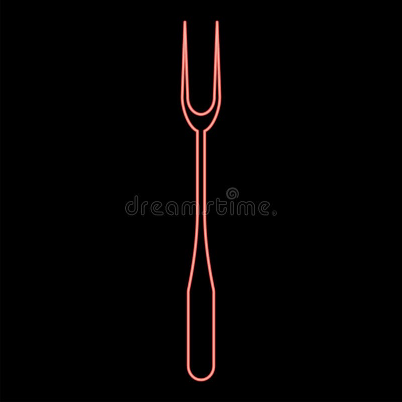 Neon Large Fork Red Color Vector Illustration Flat Style Image Stock ...