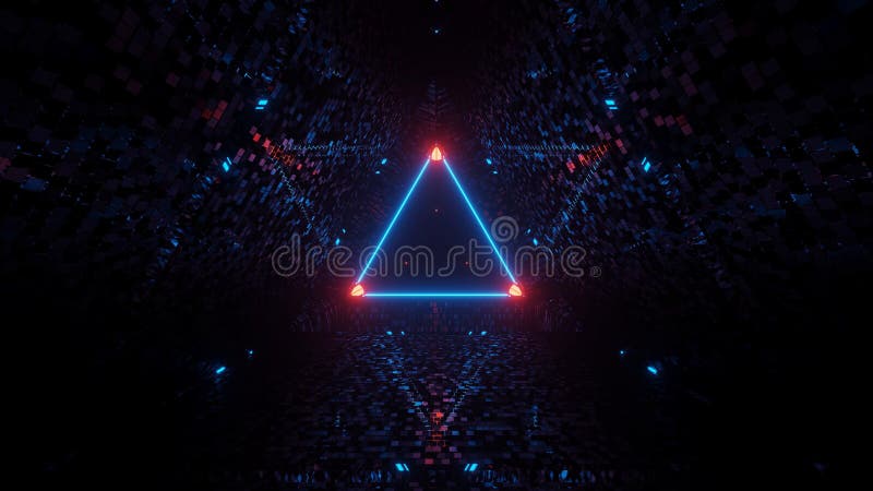 Neon Laser Lights in a Triangular Shape with a Black Background Stock ...