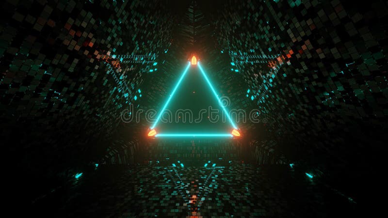 Neon Laser Lights in a Triangular Shape with a Black Background Stock ...