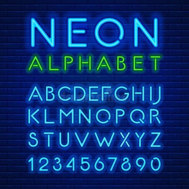 Neon latin alphabet stock vector. Illustration of alphabet - 112512625