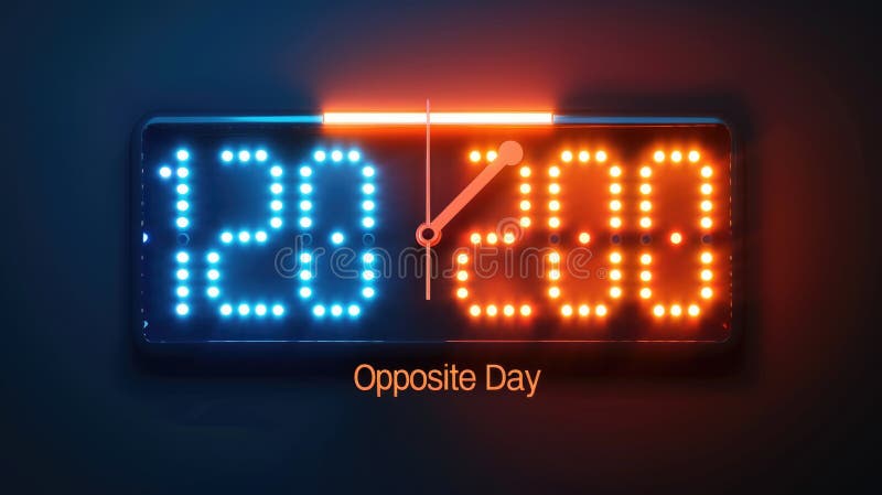 Neon Led Display with Opposite Numbers and Opposite Day Concept Stock ...