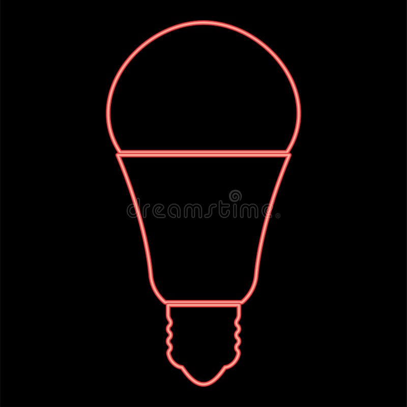Neon Led Lightbulb Red Color Vector Illustration Image Flat Style Stock ...
