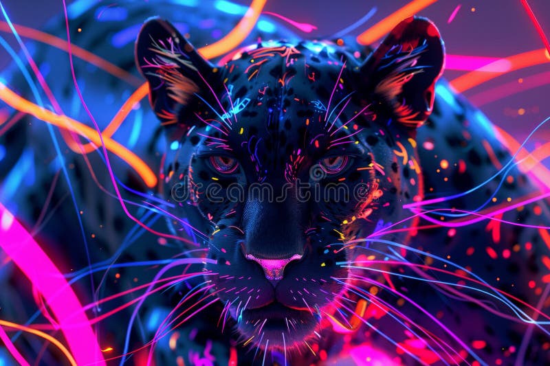 Neon Leopard stock illustration. Illustration of texture - 332305916
