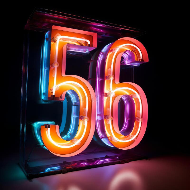 Retro-inspired Neon Sign with Bold Number 56 Design Stock Illustration ...