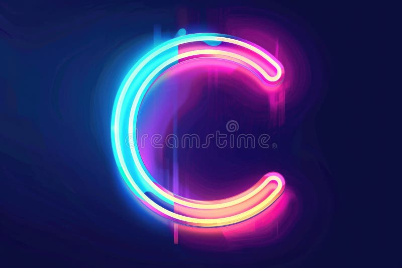 Neon Letter C on a Dark Background Stock Image - Image of visual, glow ...