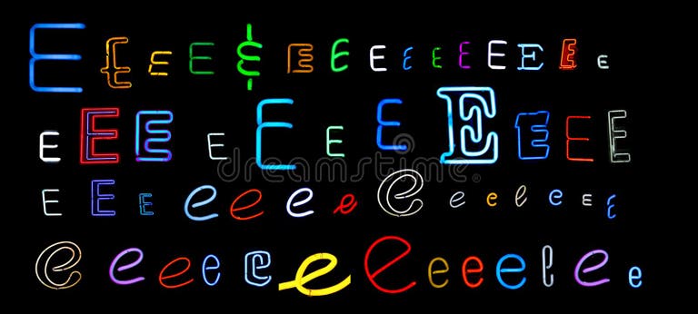 Neon letter E collection stock photo. Image of alphabetical - 12497950