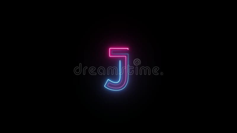 Neon Letter J with Alpha Channel, Neon Alphabet for Banner Stock Video ...
