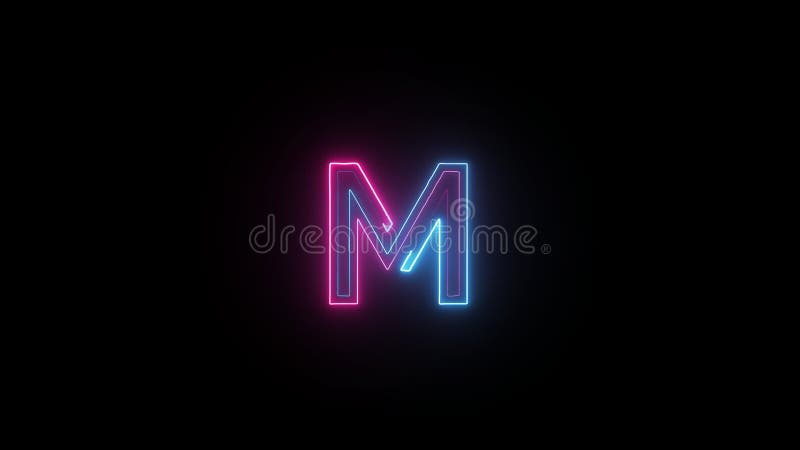 Neon Letter M with Alpha Channel, Neon Alphabet for Banner Stock Video ...