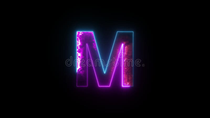 Neon Letter M with Alpha Channel, Neon Alphabet for Banner Stock Video ...