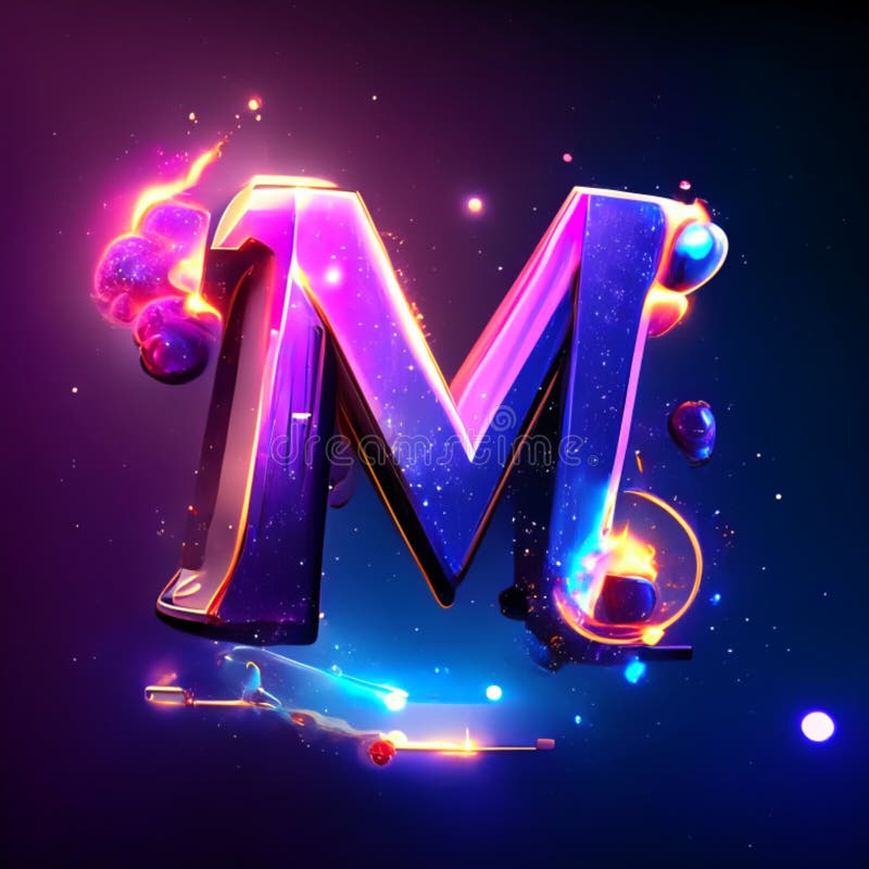 Neon Letter M in the Style of Outer Space. Vector Illustration AI ...
