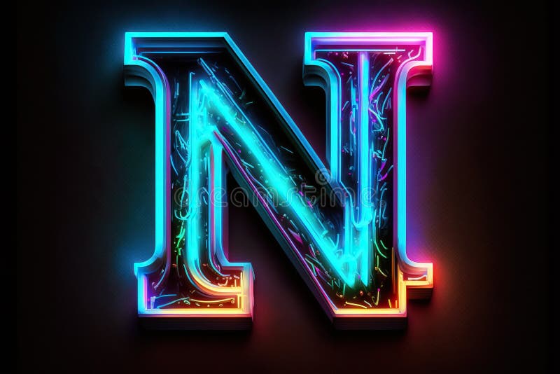 Neon Letter N on White Background, Created with Generative AI ...