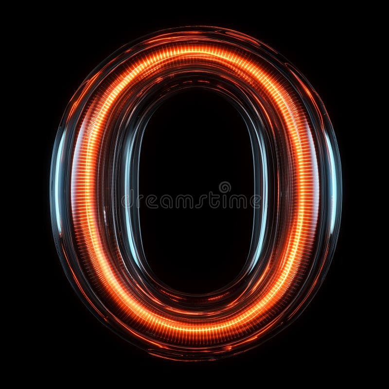 Neon Letter O, O, Dark and Orange Neon Light, Isolated on Black ...