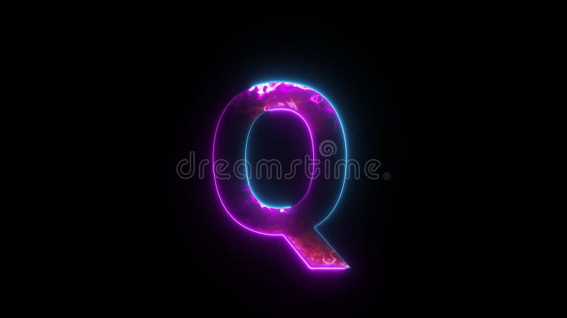 Neon Letter Q with Alpha Channel, Neon Alphabet for Banner Stock ...