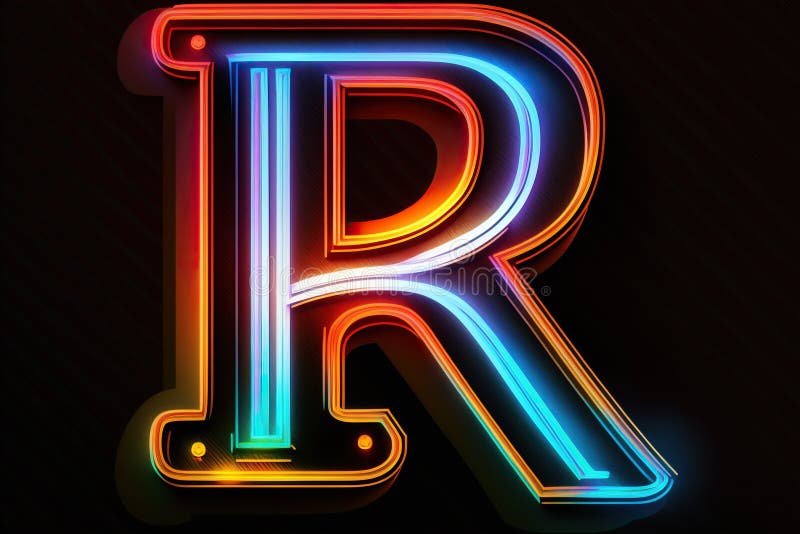 Neon Letter R on White Background, Created with Generative AI ...