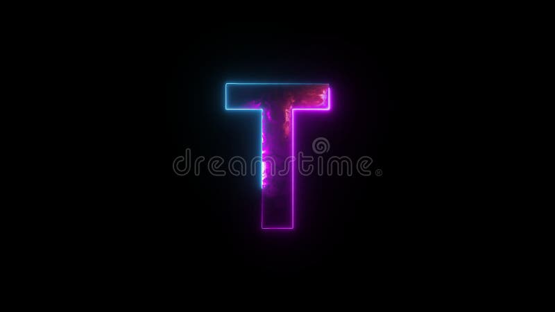 Neon Letter T with Alpha Channel, Neon Alphabet for Banner Stock Video ...