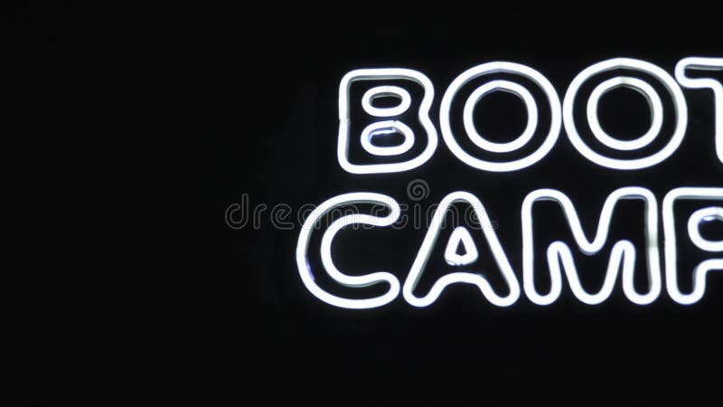 Neon Lettering BOOT COMP 1 on a Black Background in the Computer Club ...