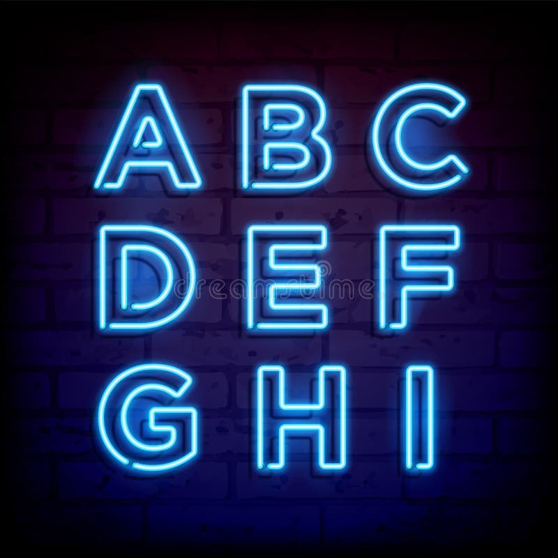 Neon Letters Set - Abc Font Vector Illustration. Stock Vector ...