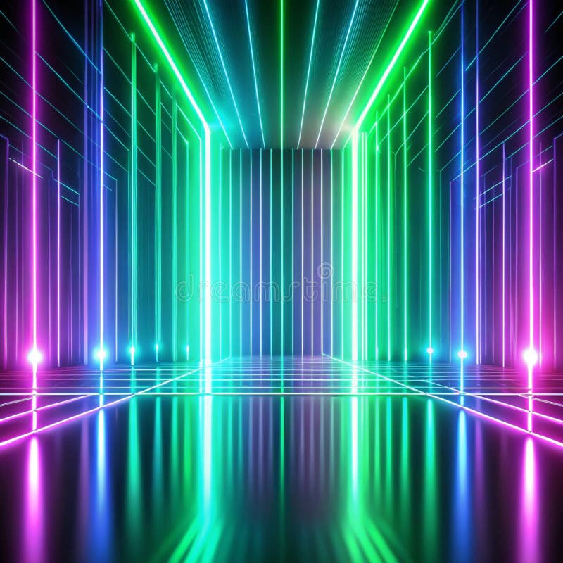 Neon Light Abstract Background with Glowing Perpendicular Lines Stock ...
